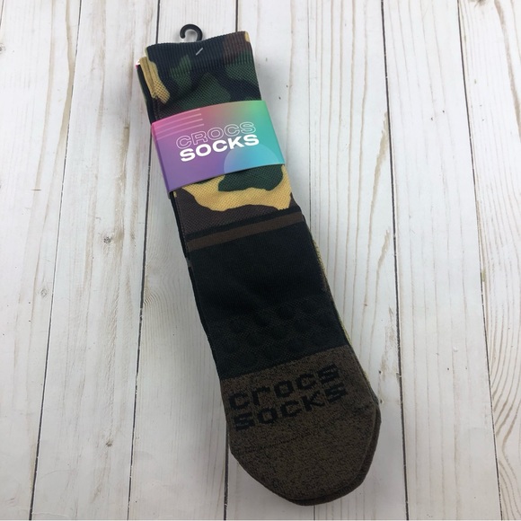 CROCS | Accessories | New Crocs Socks 3 Pairs Camo Green Brown | Poshmark